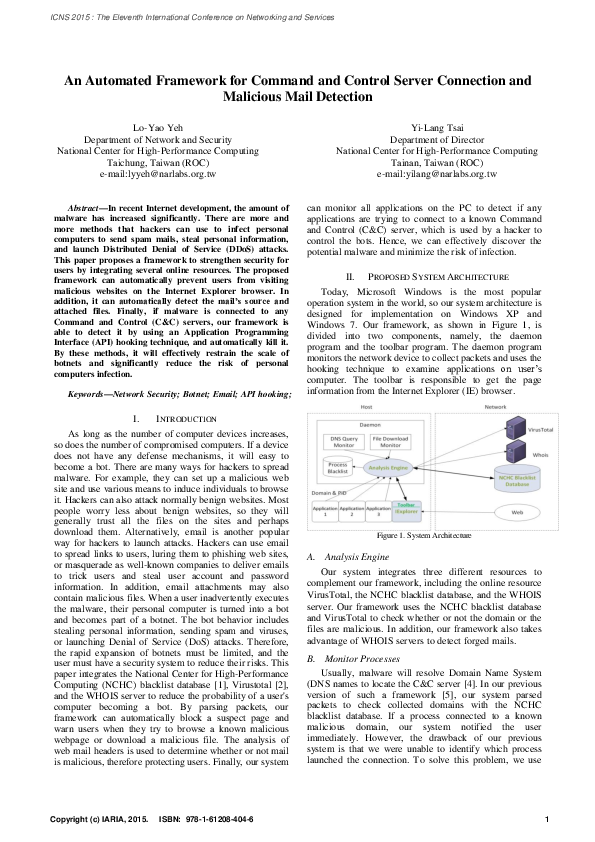 (PDF) An Automated Framework for Command and Control Server Connection ...