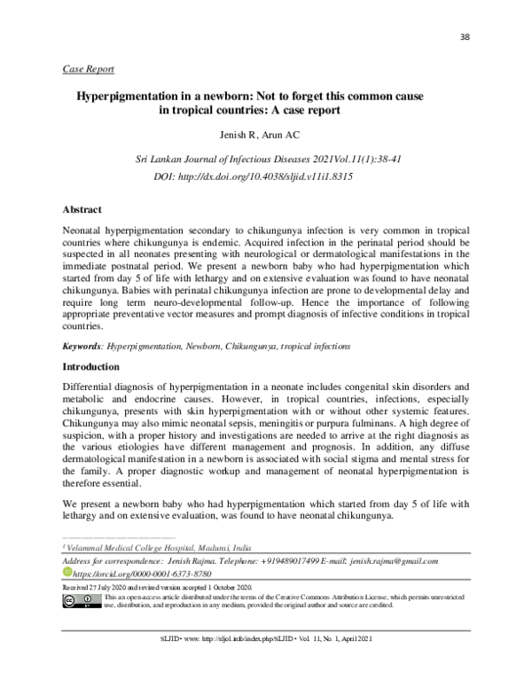 (PDF) Hyperpigmentation in a newborn: not to forget this common cause ...