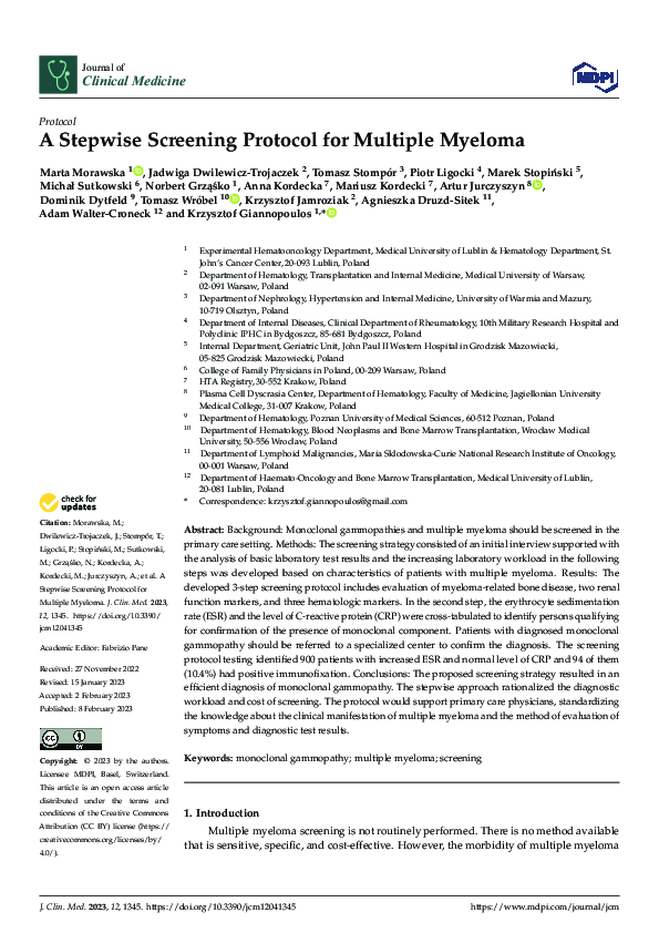 (PDF) A Stepwise Screening Protocol for Multiple Myeloma