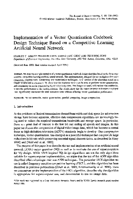 Pdf Implementation Of A Vector Quantization Codebook Design Technique