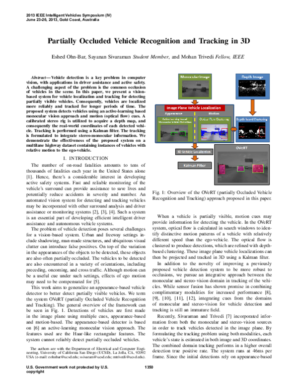 (PDF) Partially occluded vehicle recognition and tracking in 3D