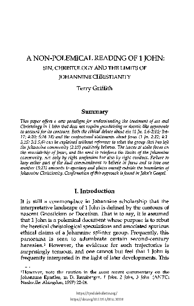 (PDF) A Non-Polemical Reading of 1 John: Sin, Christology and the ...