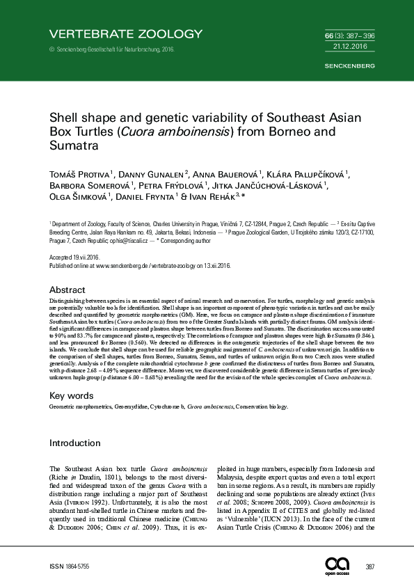 (PDF) Shell shape and genetic variability of Southeast Asian Box ...