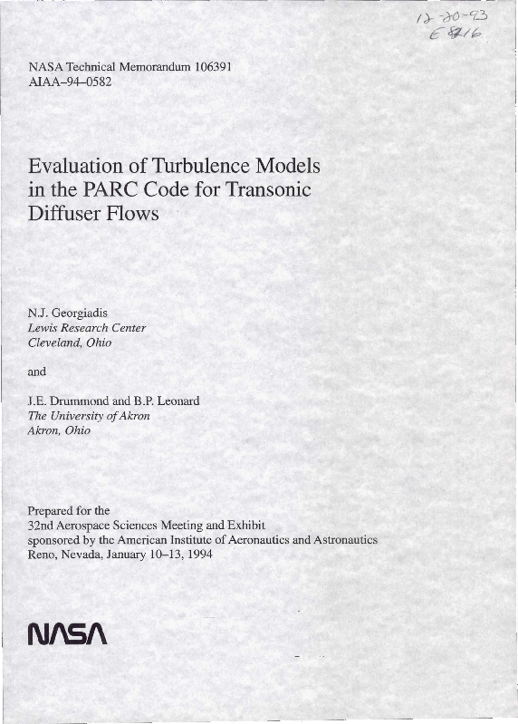 (PDF) Evaluation of turbulence models in the PARC code for transonic ...