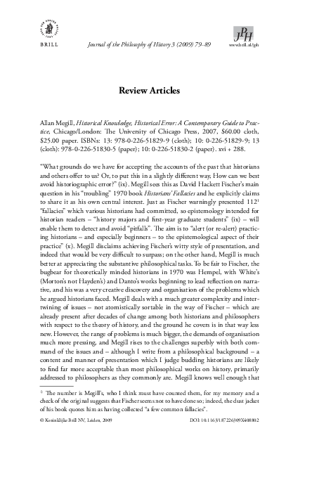 (PDF) Historical Knowledge, Historical Error: A Contemporary Guide to Practice