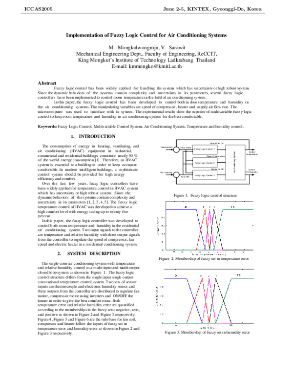 (PDF) Implementation of Fuzzy Logic Control for Air Conditioning Systems