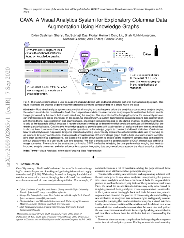 (PDF) CAVA: A Visual Analytics System for Exploratory Columnar Data Augmentation Using Knowledge ...