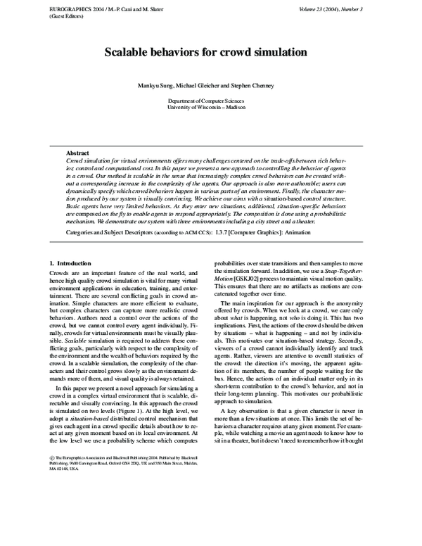 (PDF) Scalable behaviors for crowd simulation