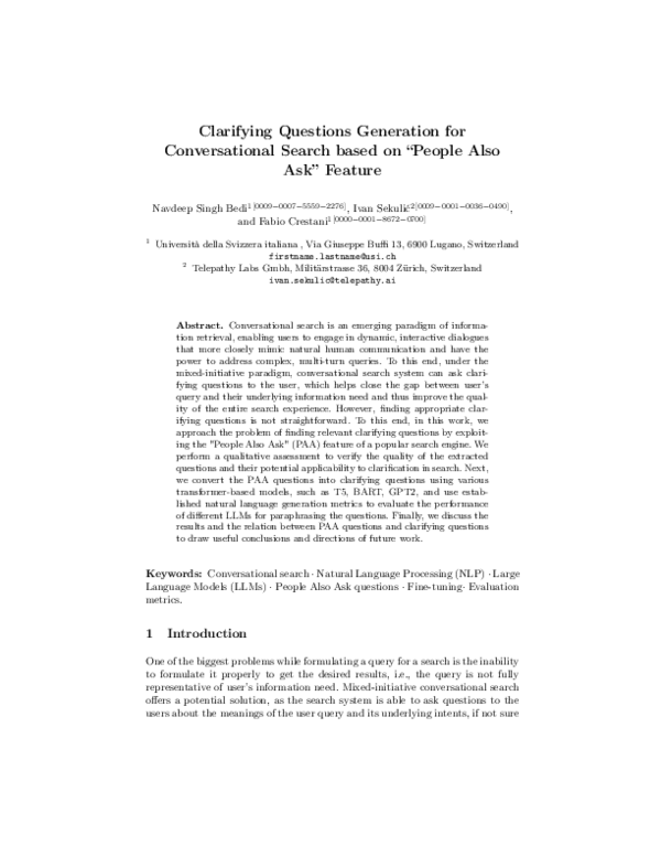 (PDF) Clarifying Questions Generation for Conversational Search based ...