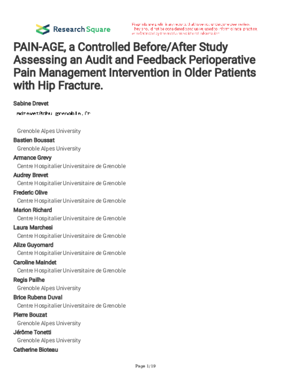 (PDF) PAIN-AGE, a Controlled Before/After Study Assessing an Audit and ...