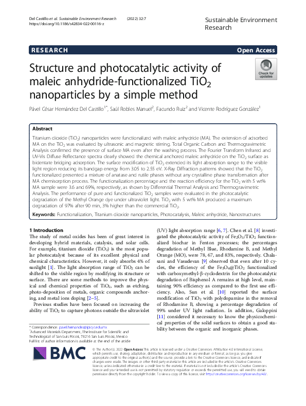(PDF) Structure and photocatalytic activity of maleic anhydride ...