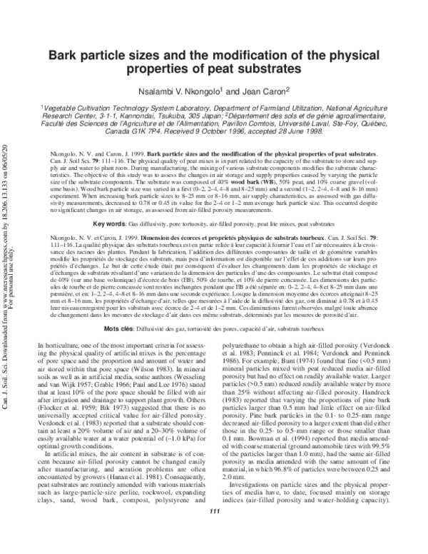 (PDF) Bark particle sizes and the modification of the physical ...