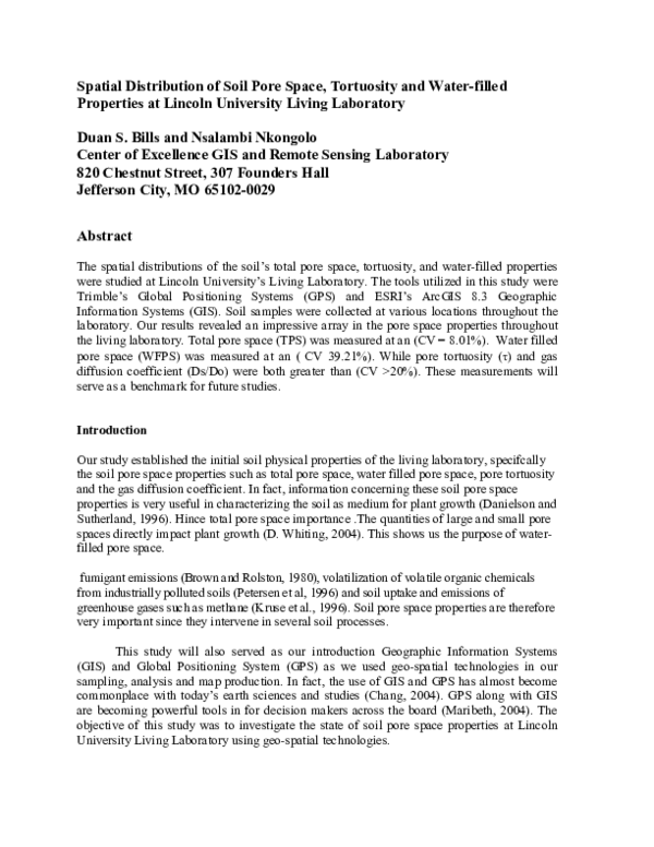 (PDF) Spatial Distribution of Soil Pore Space, Tortuosity and Water-filled Properties at Lincoln ...