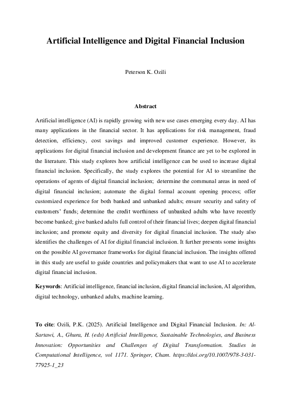 (PDF) Artificial Intelligence and Digital Financial Inclusion