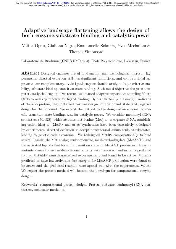 (PDF) Adaptive landscape flattening allows the design of both enzyme ...
