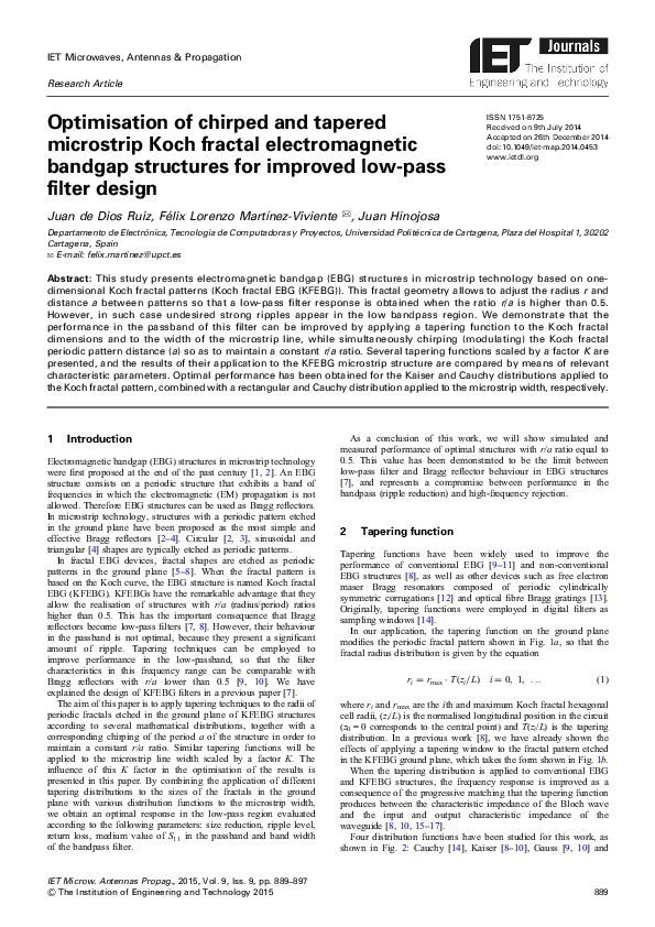 (PDF) Optimisation of chirped and tapered microstrip Koch fractal ...