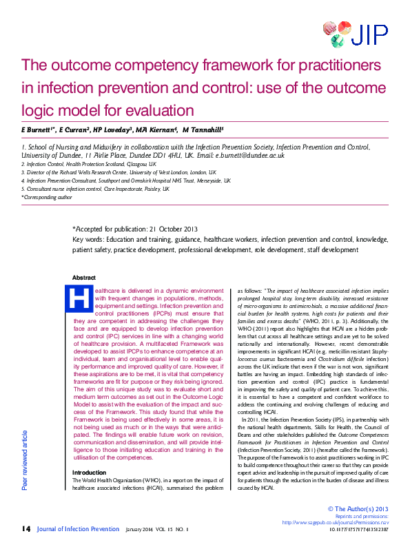(PDF) The outcome competency framework for practitioners in infection ...