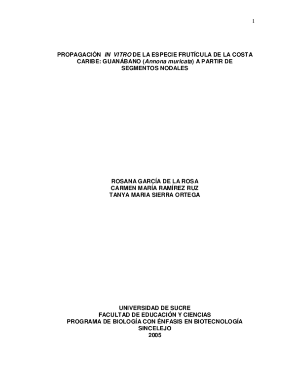 (PDF) PROPAGACIÓN IN VITRO DE LA ESPECIE FRUTÍCULA DE LA COSTA CARIBE ...