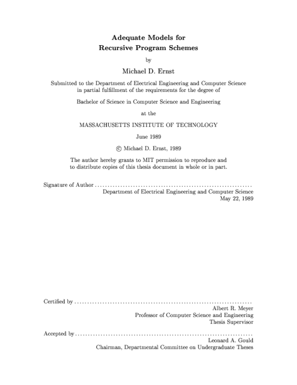 (PDF) Adequate Models for Recursive Program Schemes