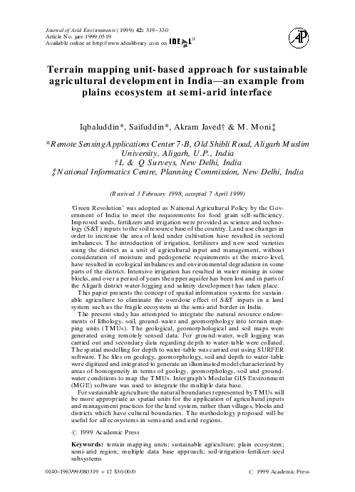(PDF) Terrain mapping unit-based approach for sustainable agricultural ...
