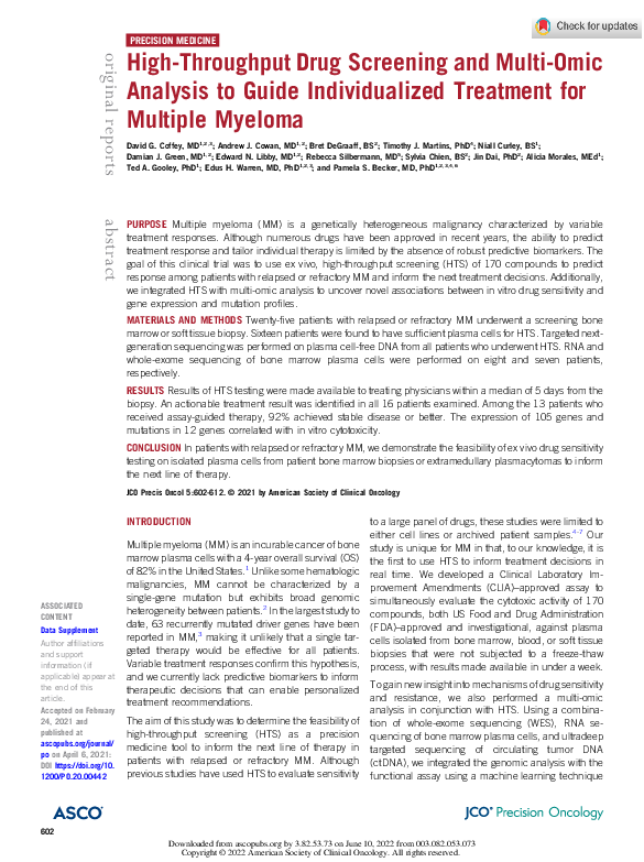 (PDF) High-Throughput Drug Screening and Multi-Omic Analysis to Guide ...