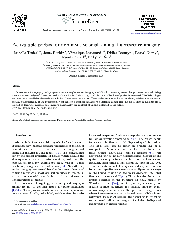 (PDF) Activatable probes for non-invasive small animal fluorescence imaging