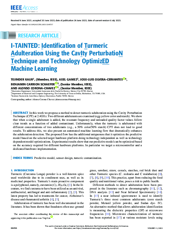 (PDF) I-TAINTED: Identification of Turmeric Adulteration Using the ...