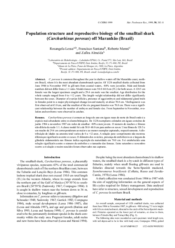 (PDF) Population structure and reproductive biology of the smalltail ...