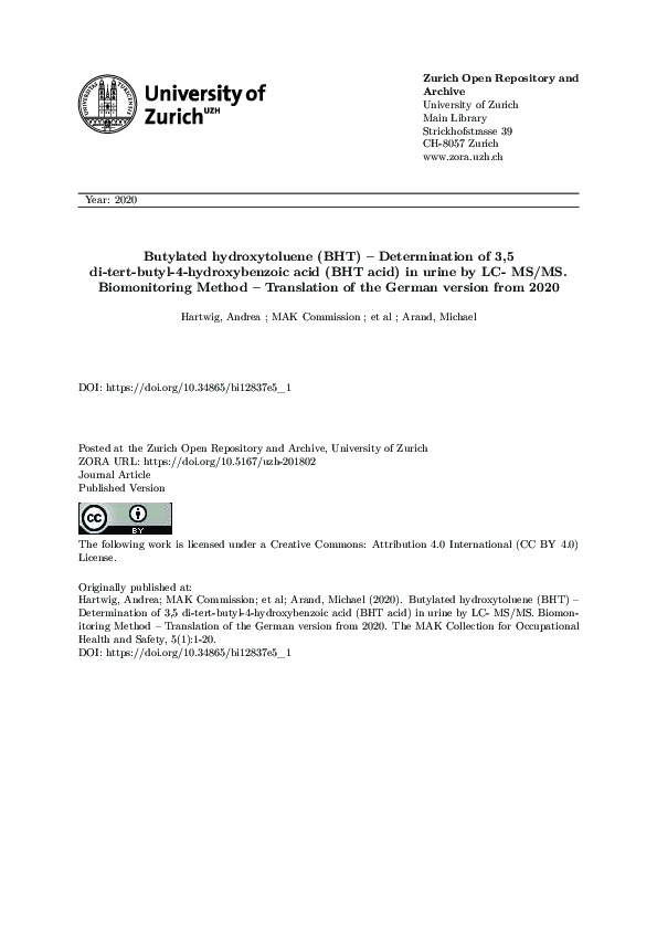 (PDF) Butylated hydroxytoluene (BHT) – Determination of 3,5 di-tert ...