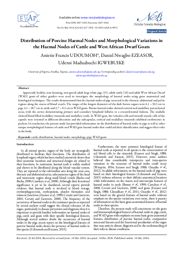 (PDF) Distribution of Porcine Haemal Nodes and Morphological Variations ...