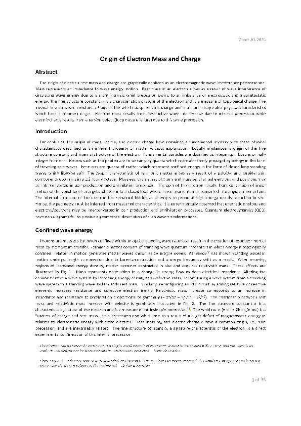 (PDF) Origin of Electron Mass and Charge