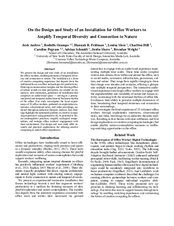 (PDF) On the Design and Study of an Installation for Office Workers to ...
