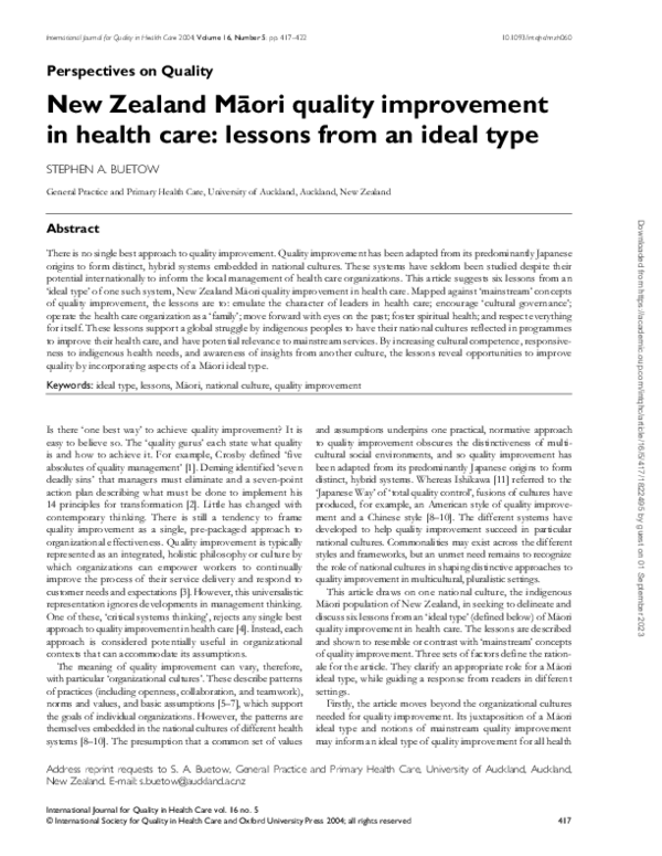 (PDF) New Zealand Maori quality improvement in health care: lessons ...