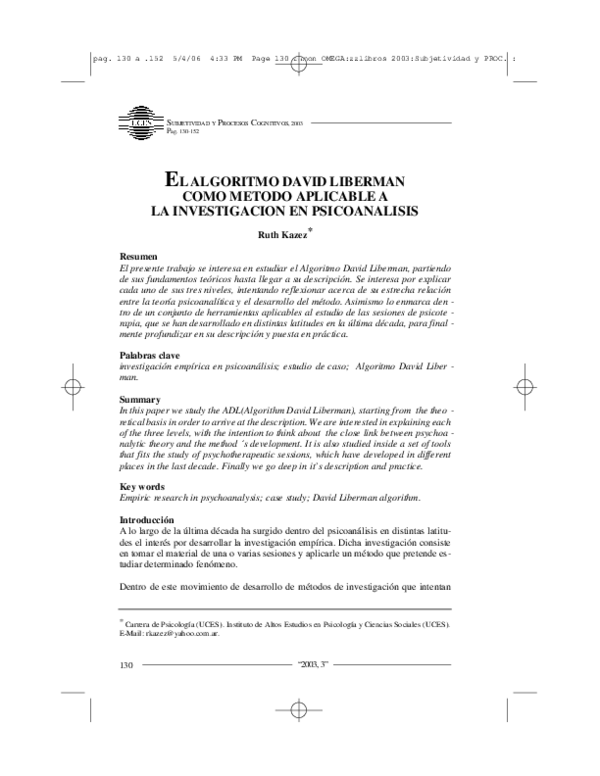 (PDF) El algoritmo David Liberman como método aplicable a la ...