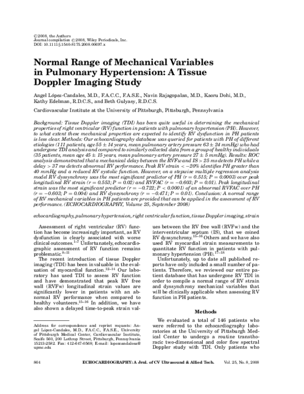 (PDF) Normal Range of Mechanical Variables in Pulmonary Hypertension: A ...