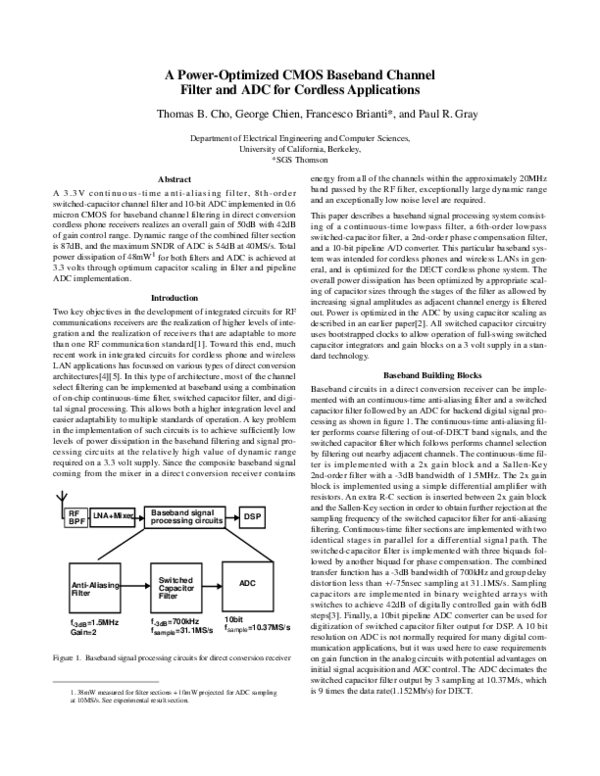 (PDF) A power-optimized CMOS baseband channel filter and ADC for ...