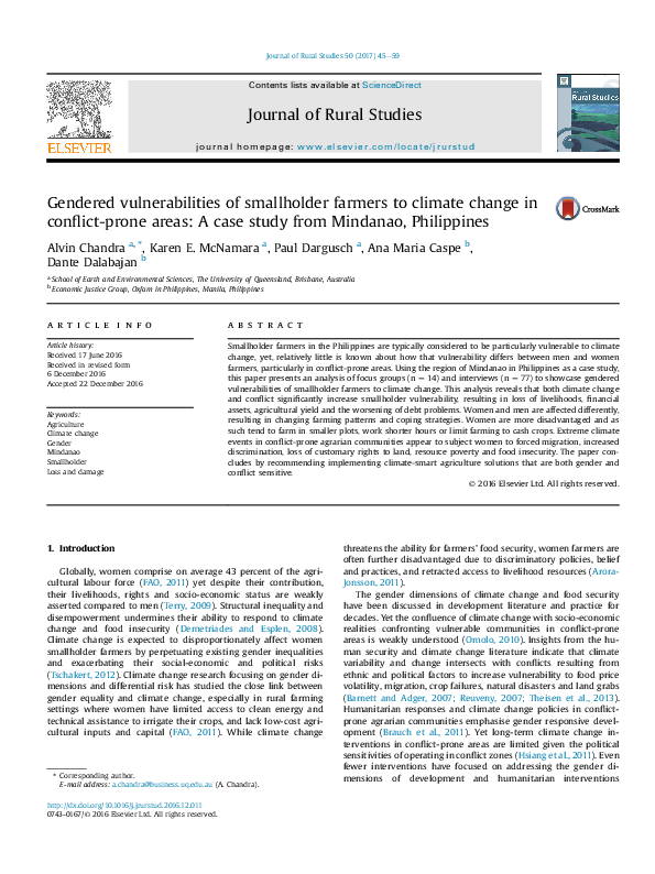 (PDF) Gendered vulnerabilities of smallholder farmers to climate change ...