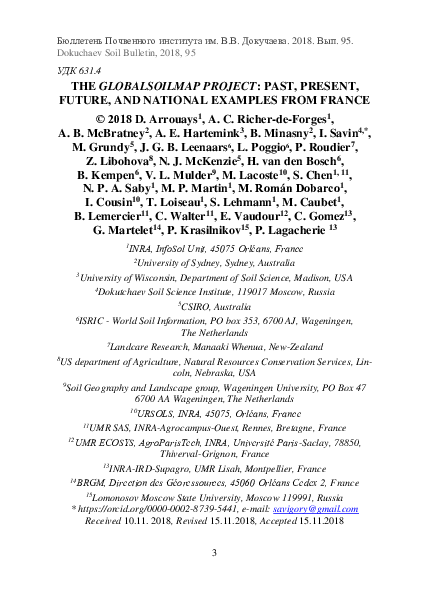 (PDF) The Globalsoilmap Project: Past, Present, Future, and National Examples from France