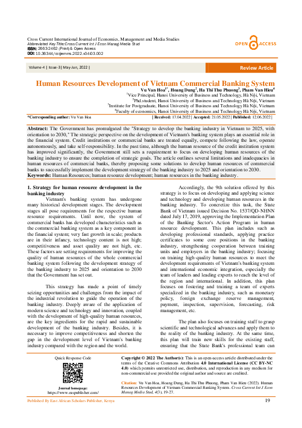 (PDF) Human Resources Development of Vietnam Commercial Banking System