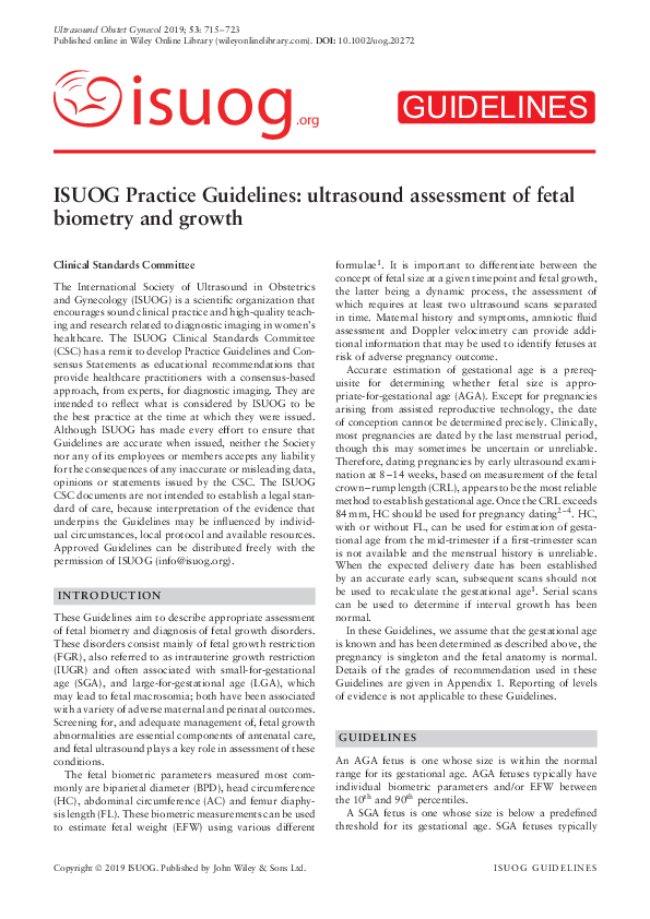 (PDF) ISUOG Practice Guidelines: ultrasound assessment of fetal ...