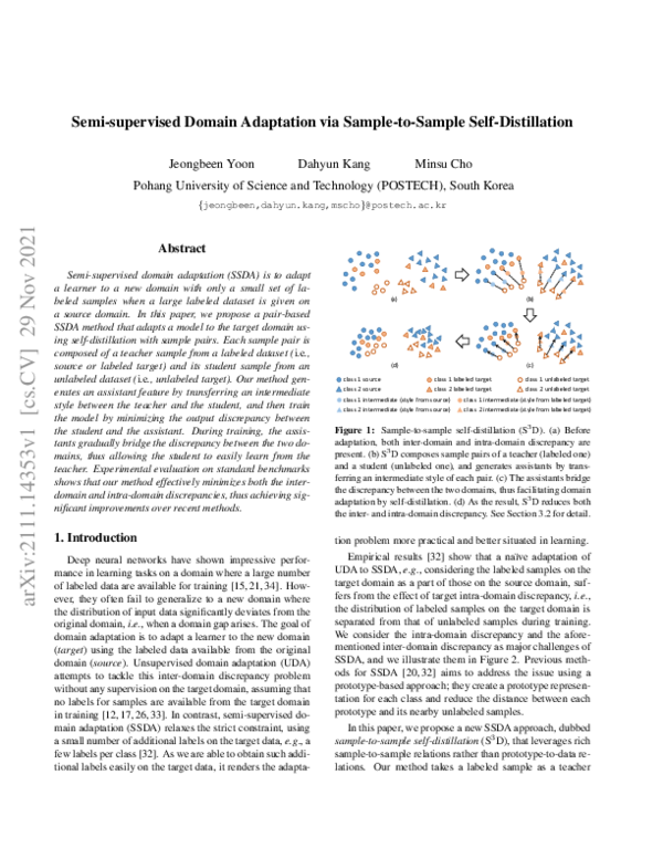 Pdf Semi Supervised Domain Adaptation Via Sample To Sample Self