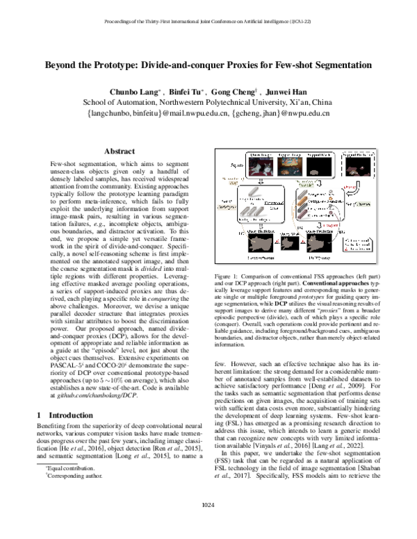 (PDF) Beyond the Prototype: Divide-and-conquer Proxies for Few-shot Segmentation