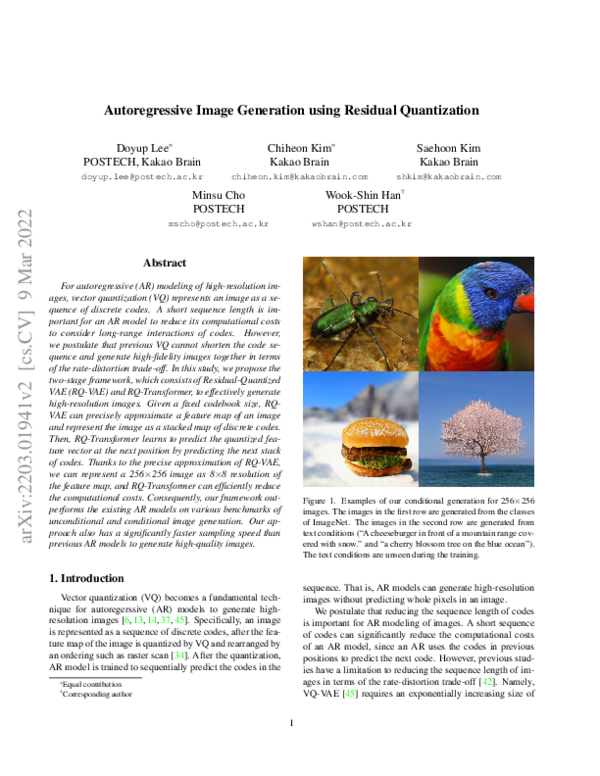 (PDF) Autoregressive Image Generation using Residual Quantization