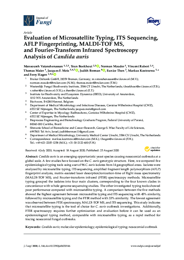 (PDF) Evaluation of Microsatellite Typing, ITS Sequencing, AFLP Fingerprinting, MALDI-TOF MS ...