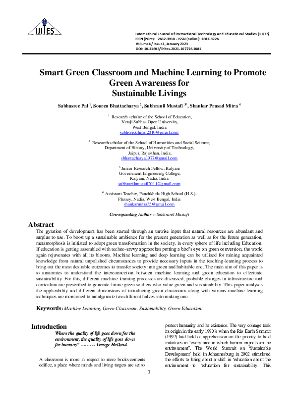 (PDF) Smart Green Classroom and Machine Learning to Promote Green ...