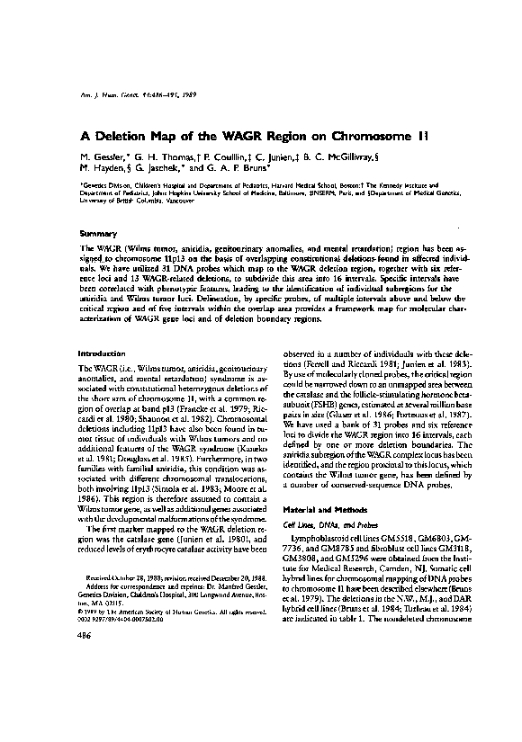 (PDF) A deletion map of the WAGR region on chromosome 11