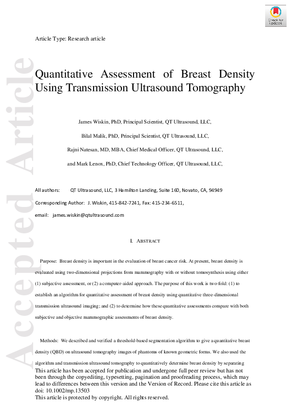 (PDF) Quantitative assessment of breast density using transmission ...