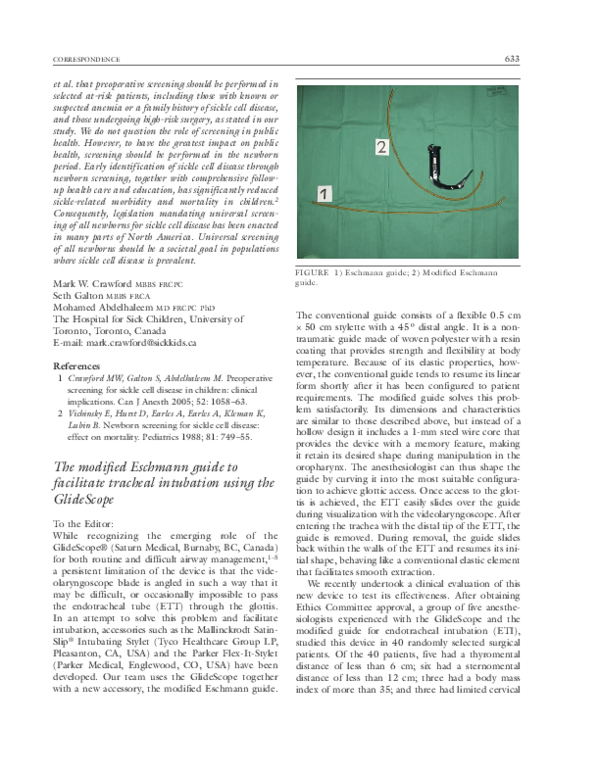(PDF) The modified Eschmann guide to facilitate tracheal intubation ...
