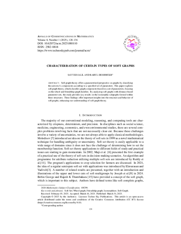 (PDF) CHARACTERISATION OF CERTAIN TYPES OF SOFT GRAPHS