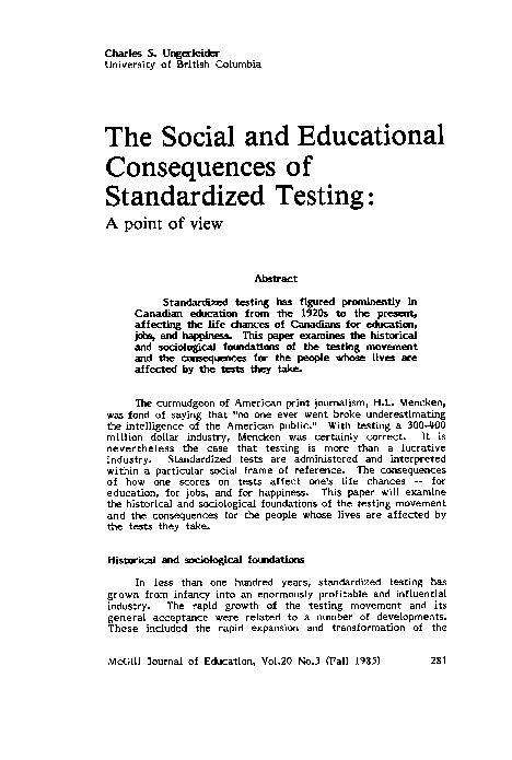 (PDF) The Social and Educational Consequences of Standardized Testing ...